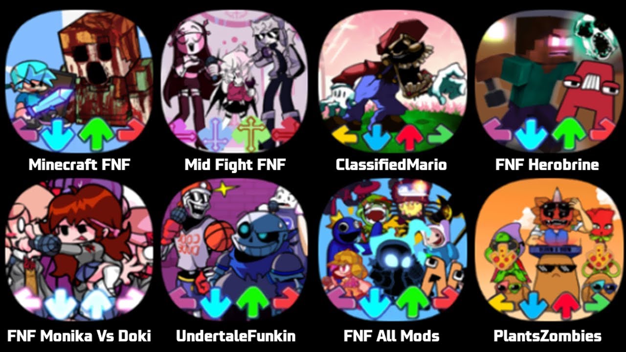 FNF Minecraft, FNF Mid Fight, FNF Clasified Mirio, FNF Herobrine, FNF ...