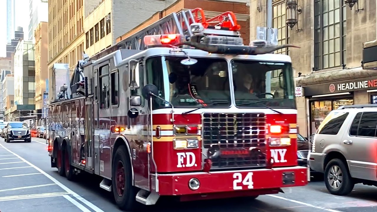 FDNY Ladder 24 Responding Urgently to a Report of a Fire - YouTube