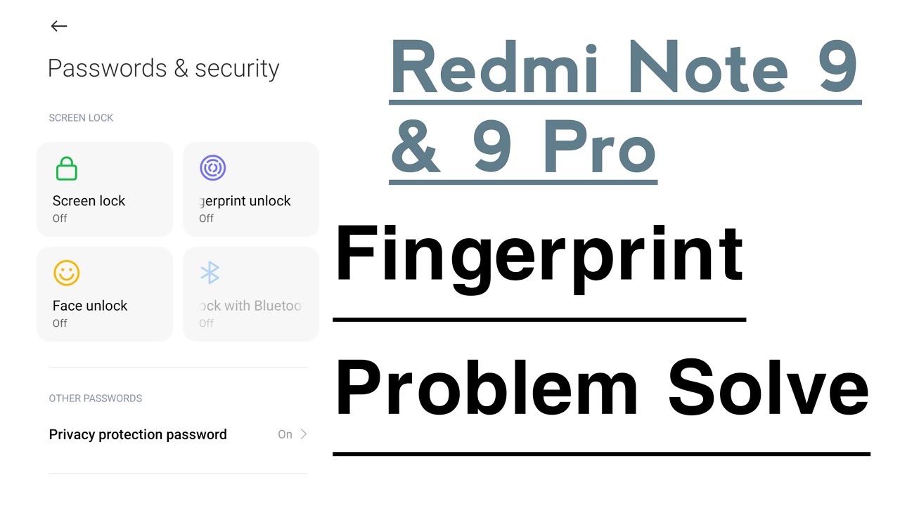 Redmi Note 9, 9 Pro Fingerprint Lock Not Working Problem Solve - YouTube