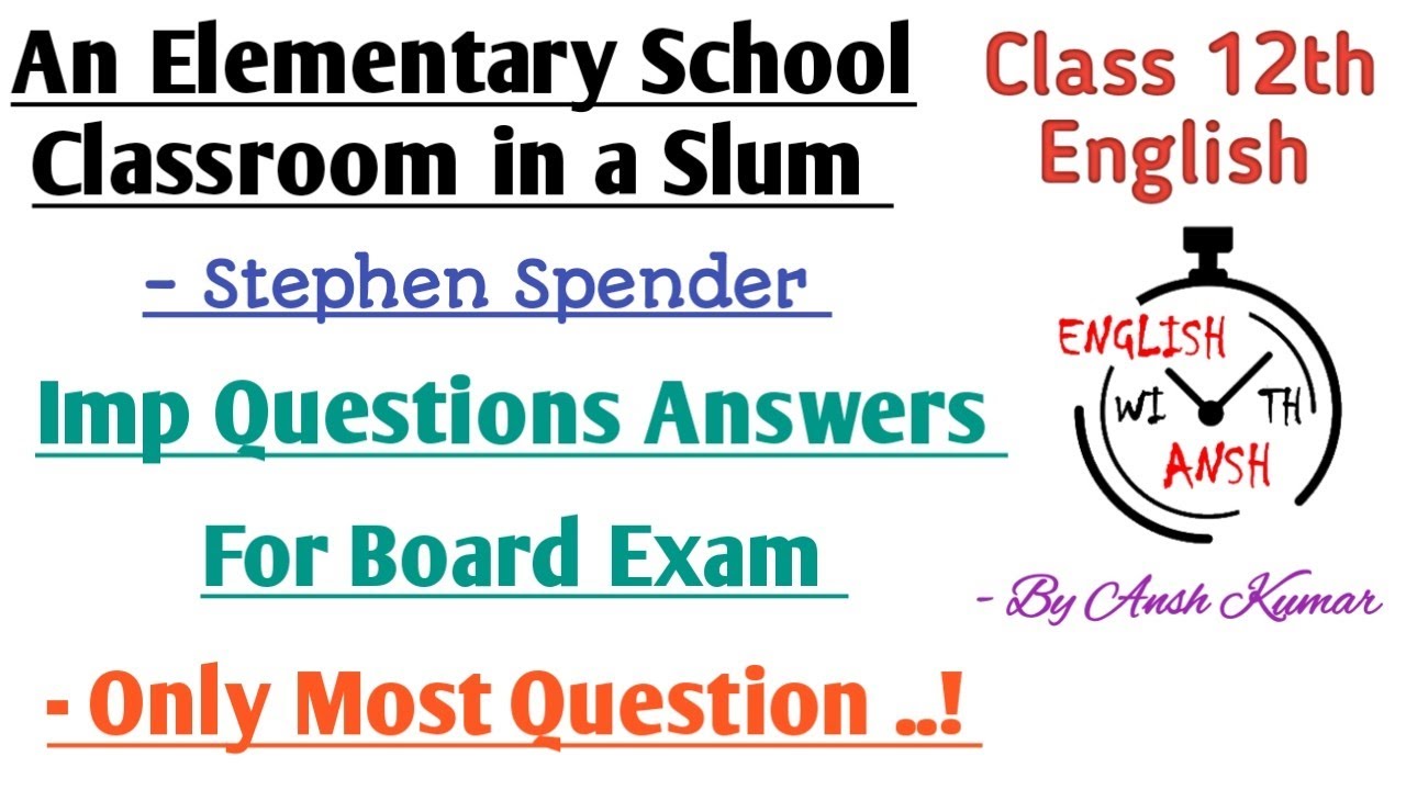 An Elementary School Classroom In A Slum Class 12th Flamingo Imp 6263