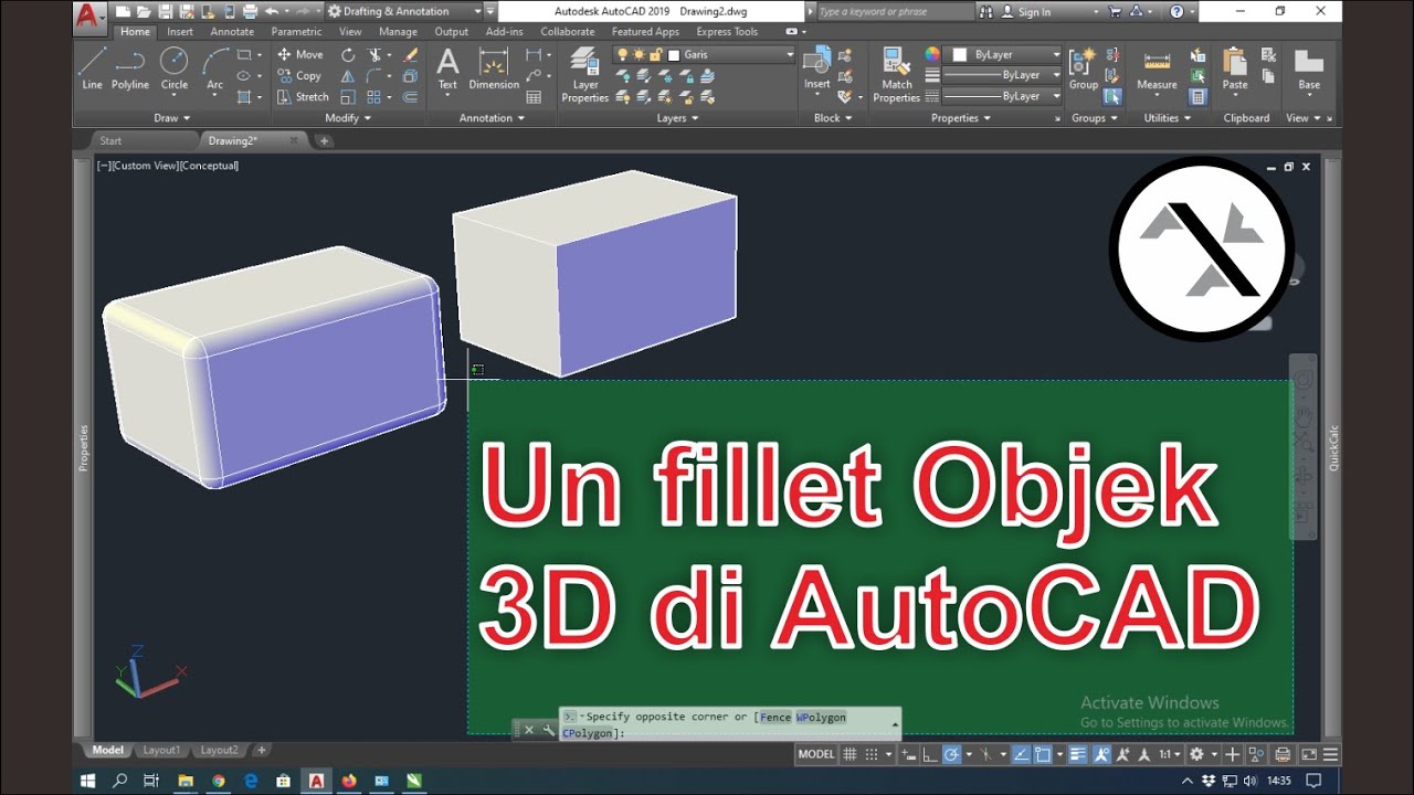 Un fillet objek 3D | AUTOCAD solution - YouTube