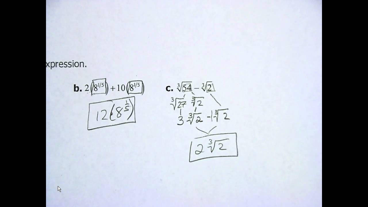 BID Trig 5.2 Properties of Rational Exponents and Radicals, part 2 ...