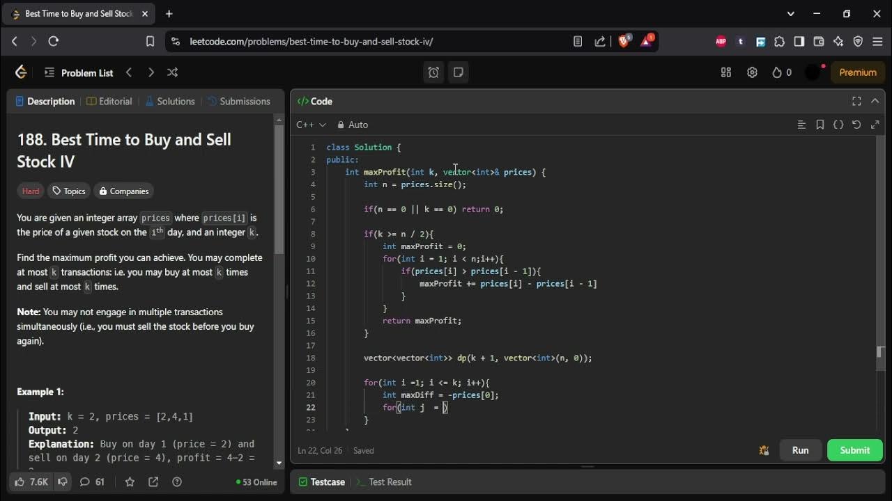 برمجهleetcode-188 - YouTube