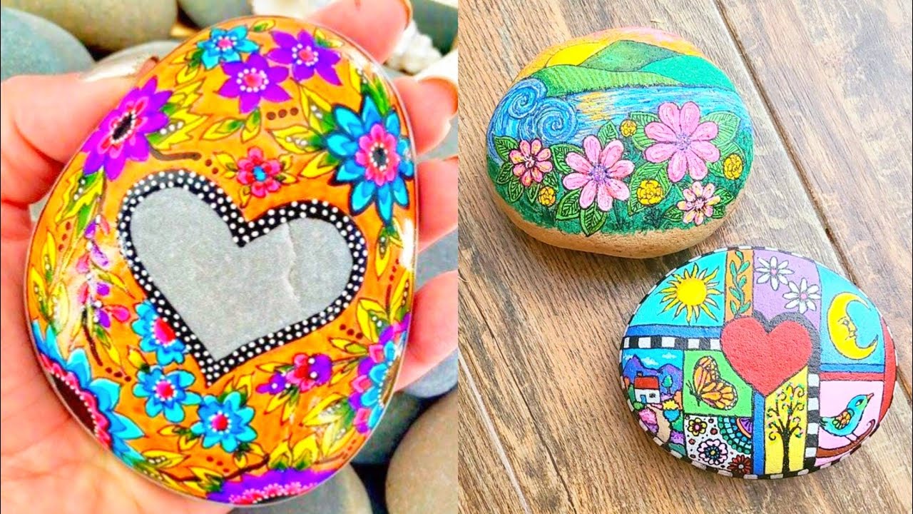 Diy beautiful and unique stone painting ideas - YouTube