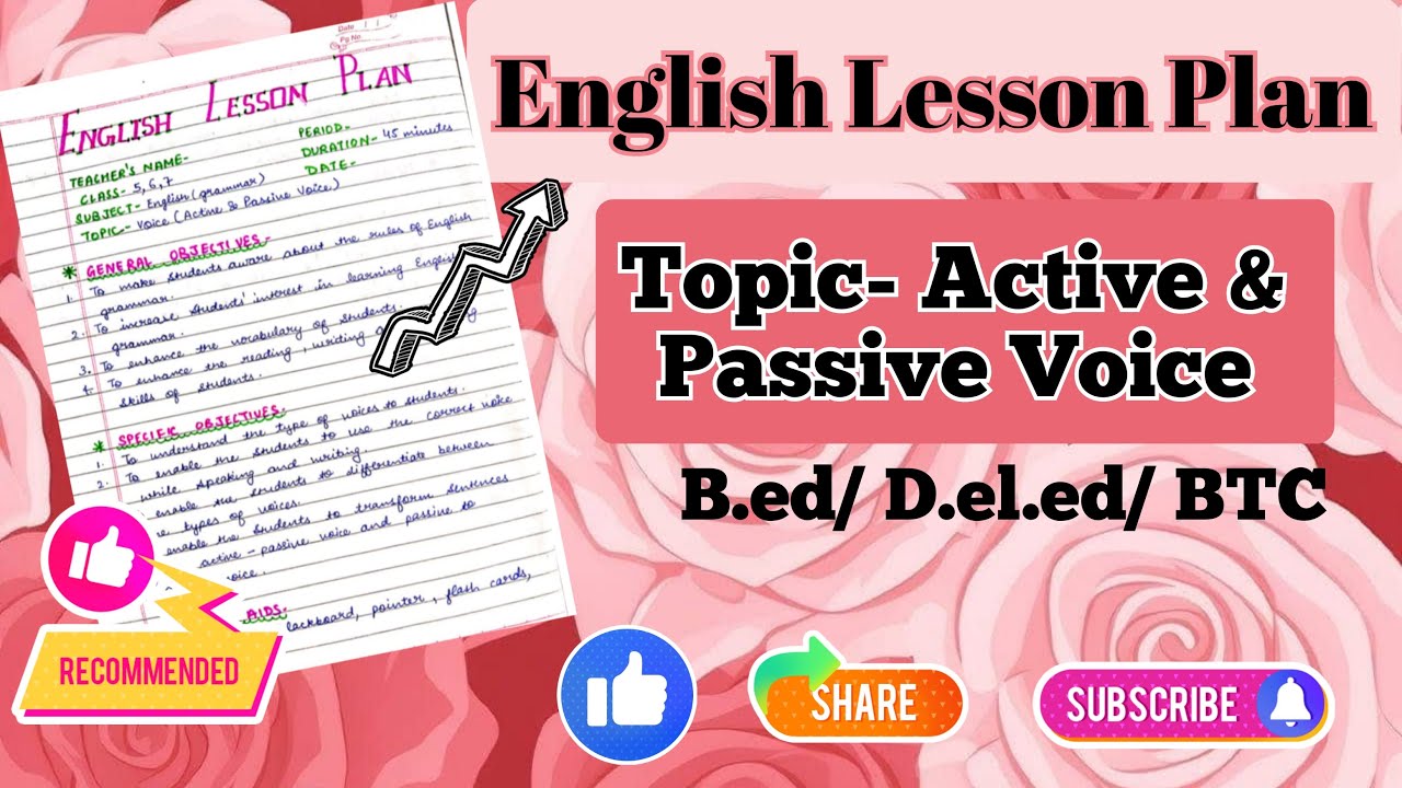 English lesson plan on Voice| Active and passive voice lesson plan ...