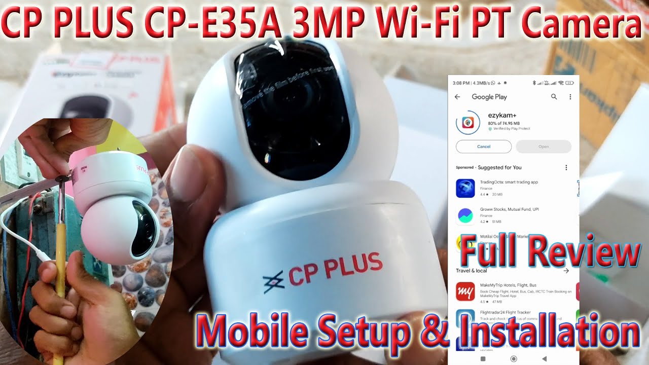 CP PLUS CP E35A 3MP Wi Fi PT Camera, 360 View | Unboxing | Mobile Setup ...