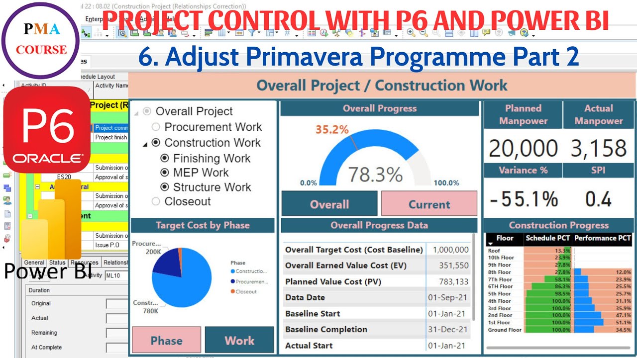 6.Project control with Primavera P6 vs Power BI || Adjust Primavera ...