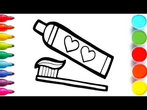 How to draw Toothpaste and Toothbrush for Kids Step by Step || Simply ...