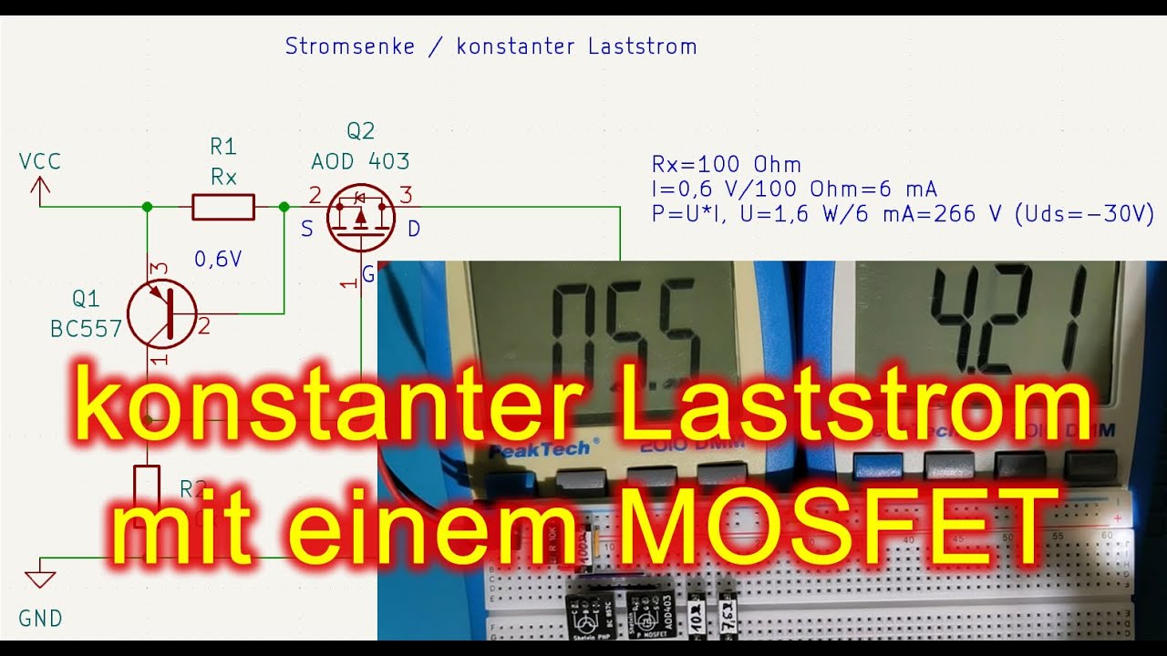 Konstanter Laststrom Verbraucher mit einen MOSFET Transistor, eine ...