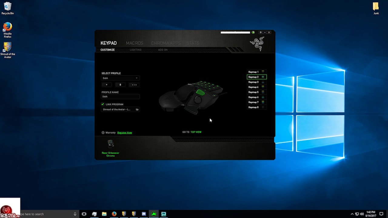 KeyBinds for Shroud of the Avatar using Razer Orbweaver Chroma - YouTube