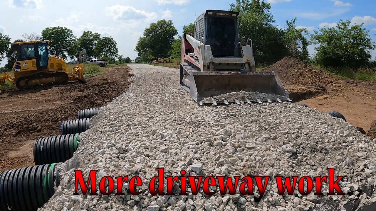 More Rock On The Driveway And Grading With The Dozer - YouTube