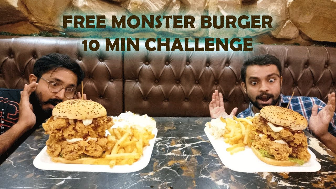 Free Burger 10 Minutes Challenge | Monster Double Patty Cheese Burger ...