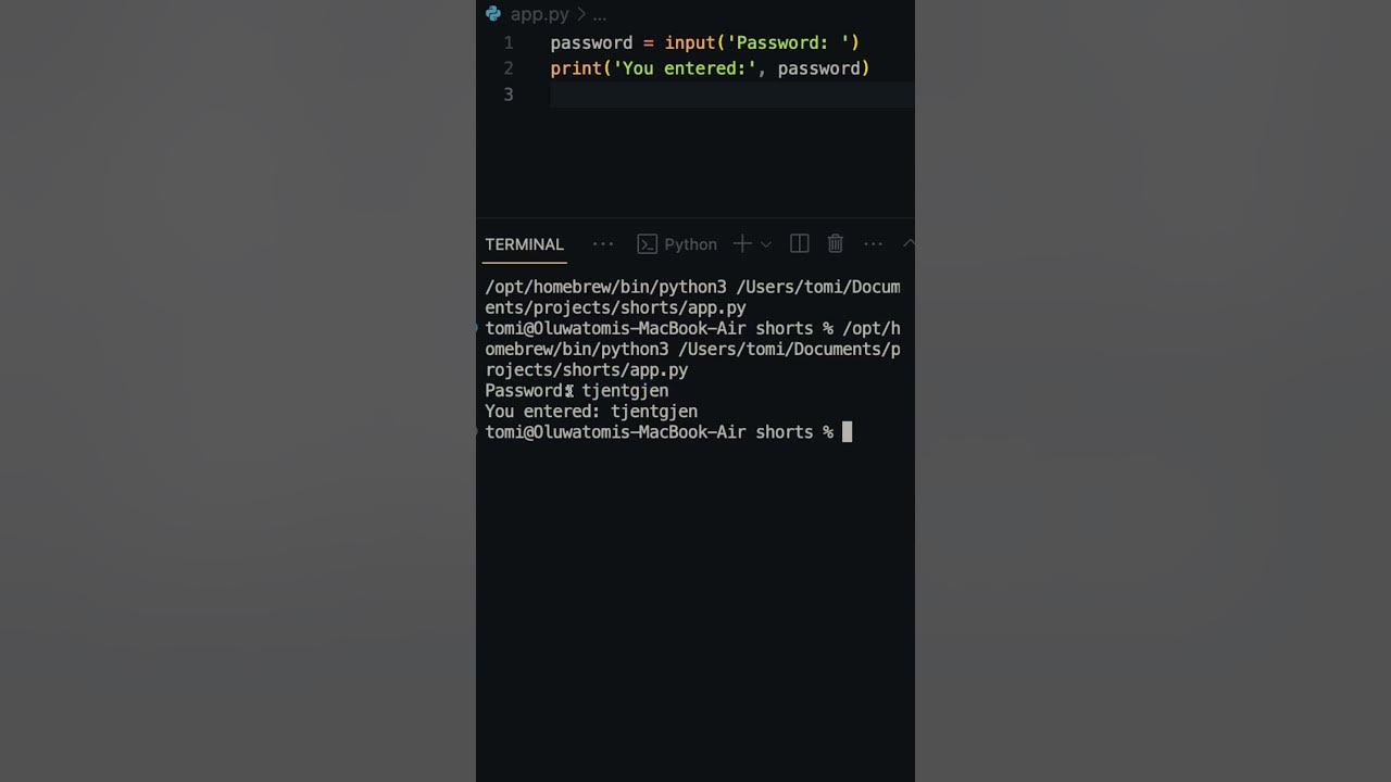 How To Hide User Input In Python Youtube