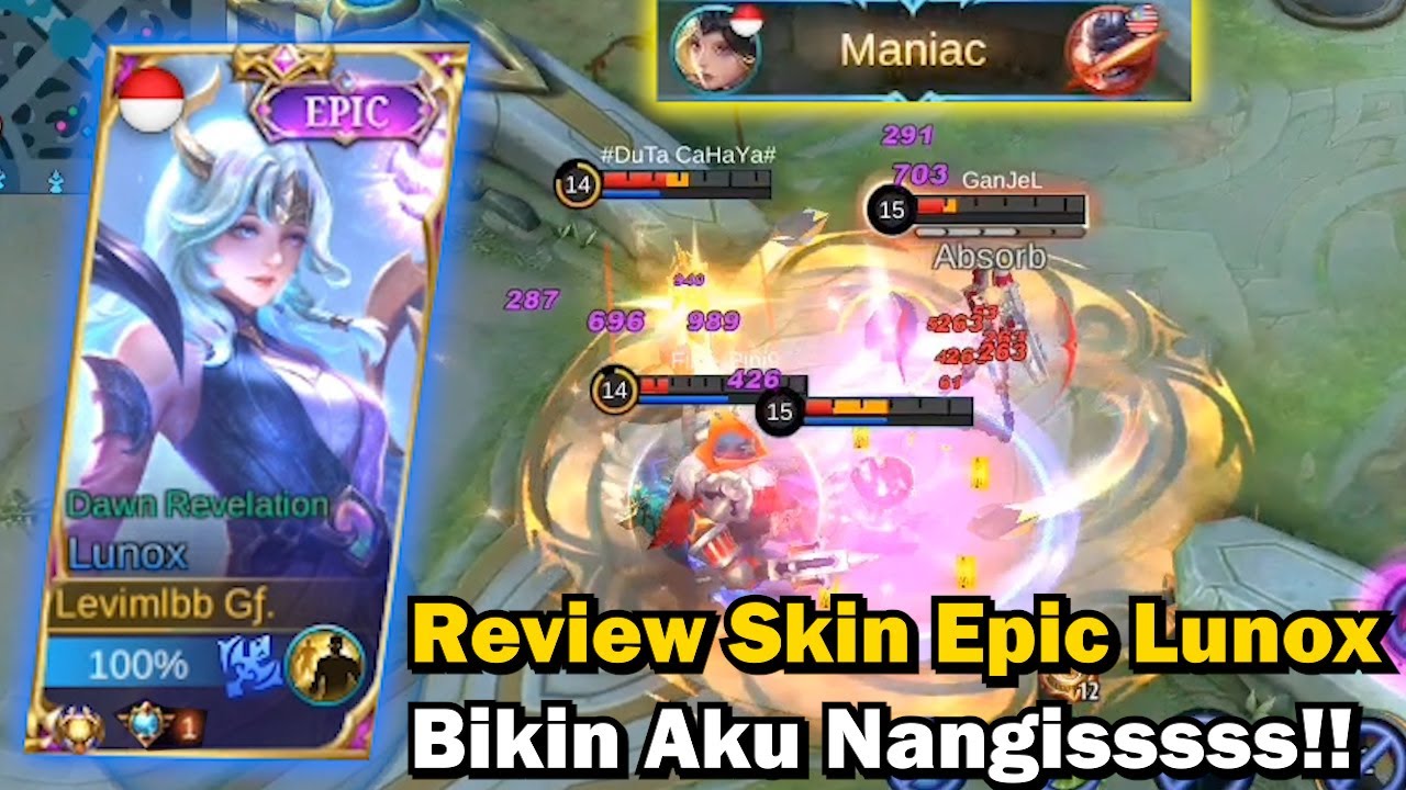 REVIEW SKIN LUNOX EPIC BIKIN AKU NANGIS!! | LUNOX PERIMLBB GAMEPLAY ...