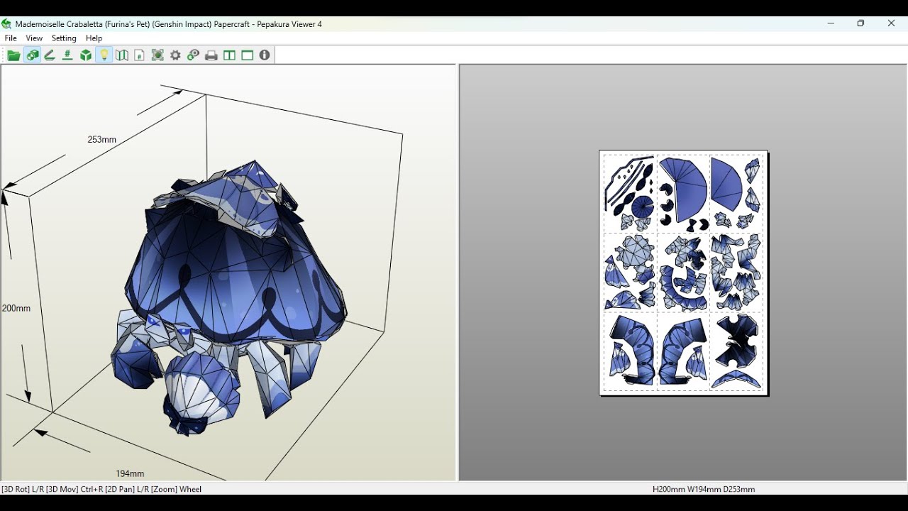 Mademoiselle Crabaletta (Furina's Pet) (Genshin Impact) |Papercraft ...