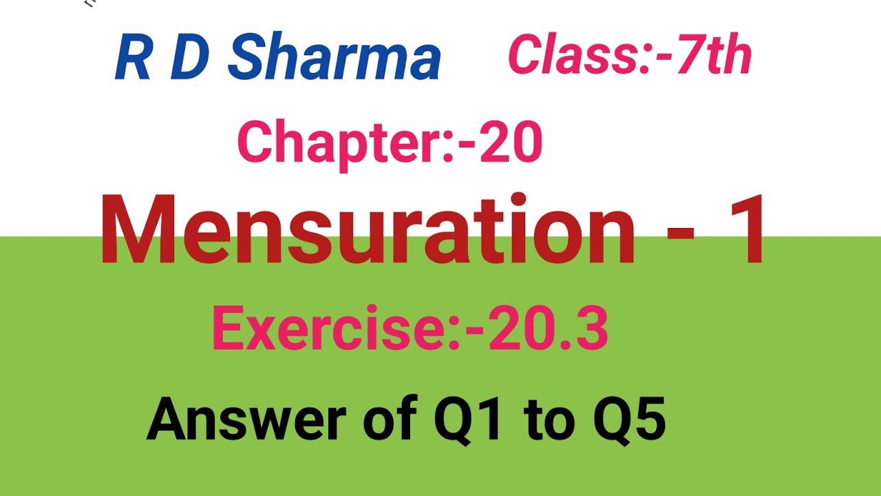 RD Sharma's Mensuration Made Easy - Class 7 Maths Lesson - YouTube