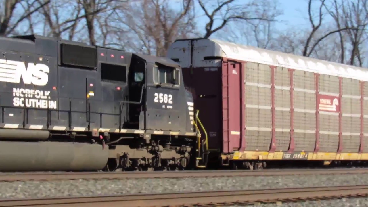 NS autorack with original SD70M trailing - YouTube