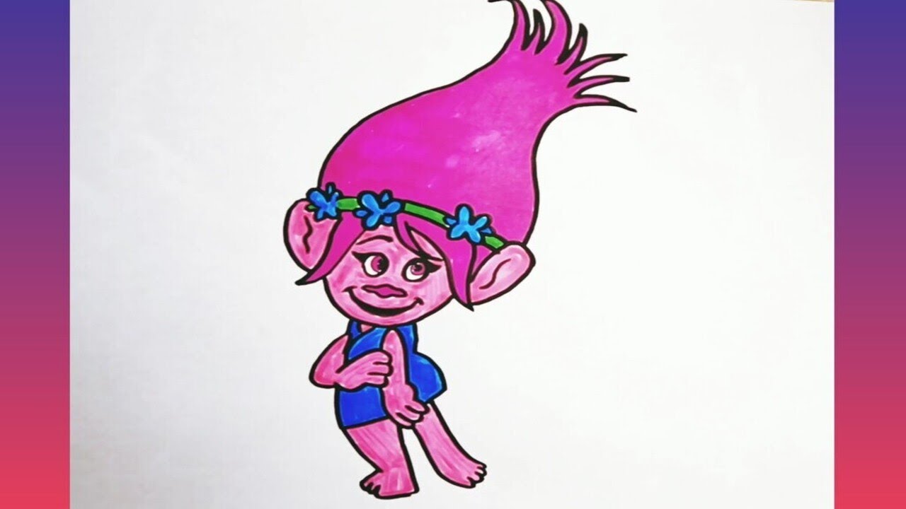 How to Draw Poppy from Trolls Step by Step easy drawing for Kids - YouTube