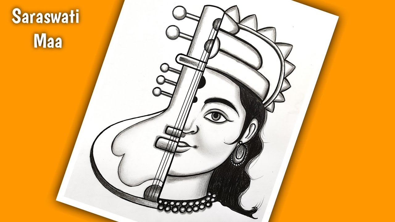 How To Draw Saraswati Maa | Step By Step For Beginners | Saraswati Maa ...