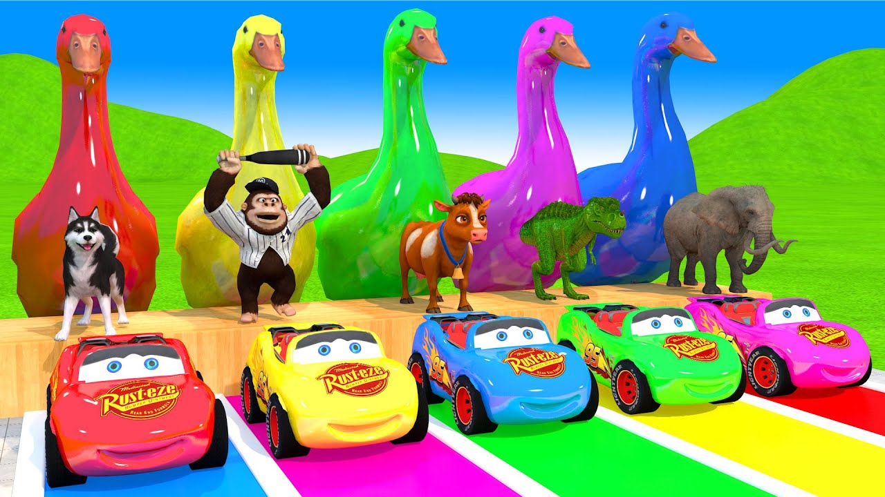 Long Slide Game With Elephant Gorilla Buffalo Hippopotamus Tiger 3d ...
