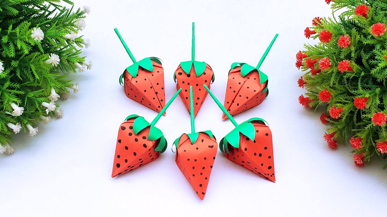 3D Strawberry Paper Fruit | Paper Crafts For School / Easy Origami ...