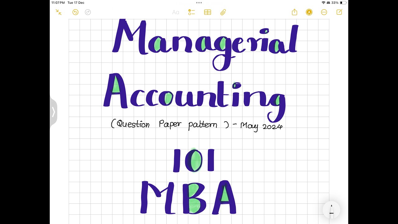Managerial Accounting- 101 ( Question paper pattern, Syllabus and ...