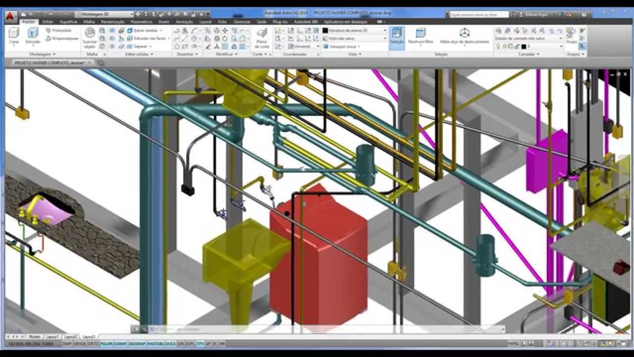 Projeto 3D de Instalação Elétrica e Hidráulica Residencial no Autocad ...