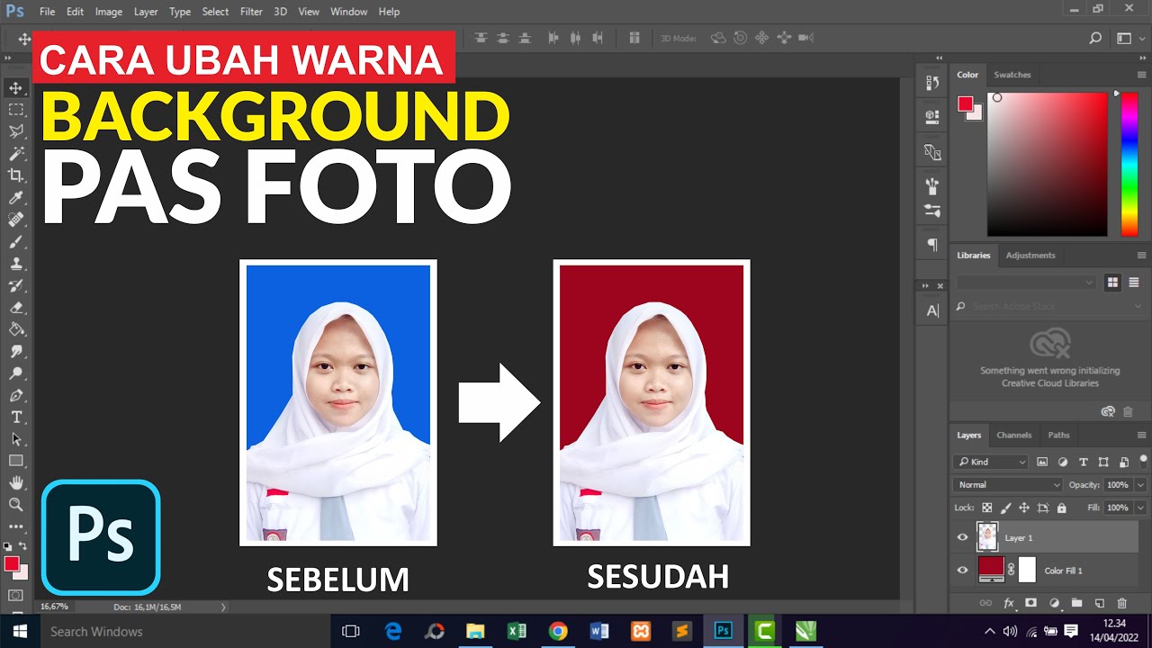 Cara Ubah Background Pas Foto Menggunakan Photoshop - YouTube