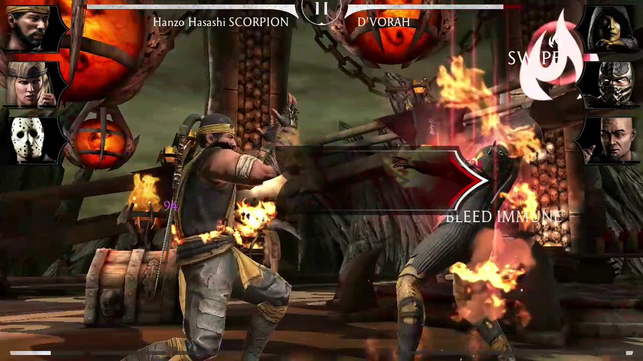 MKX Android Hanzo Hasashi Scorpion Combo Enders Special Attacks And X ...