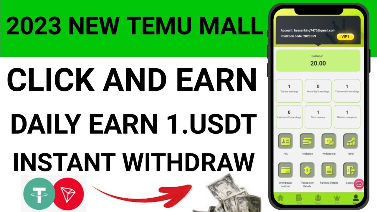 2023 New Usdt Temu Mall Site | Earn Daily 1.Usdt | Make Money Online ...
