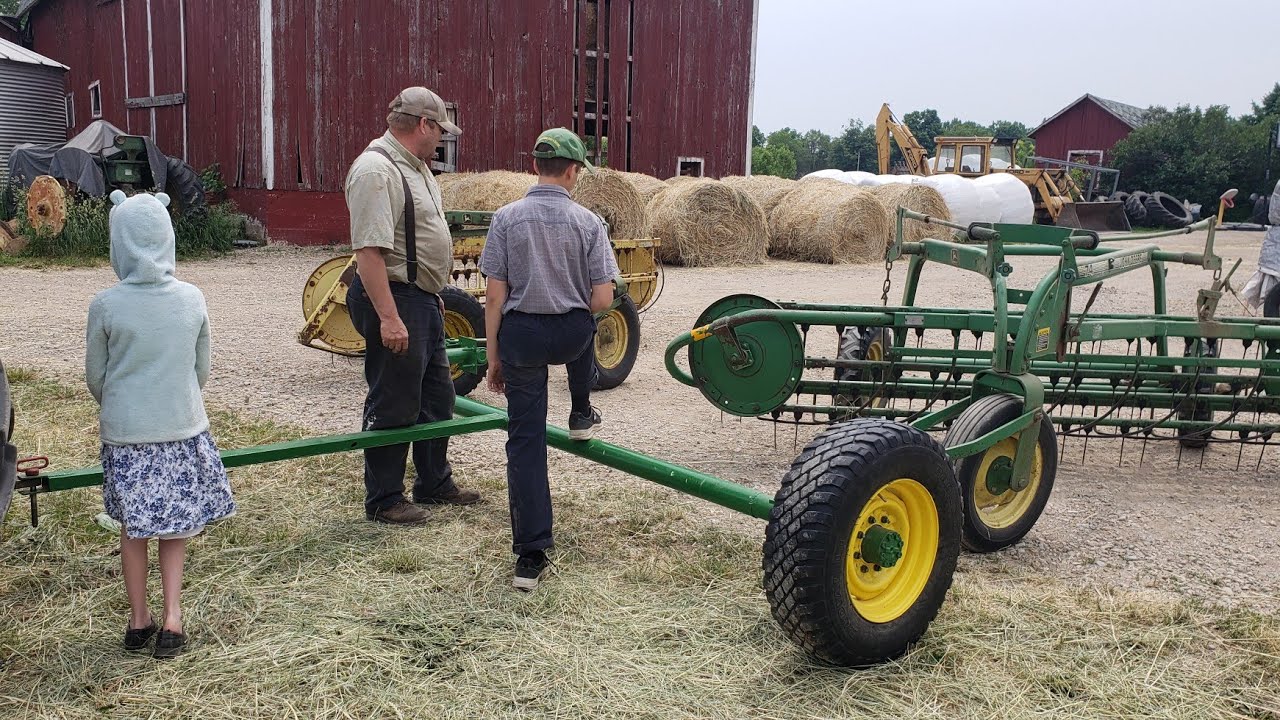 Homemade Tandem Hay Rake - YouTube