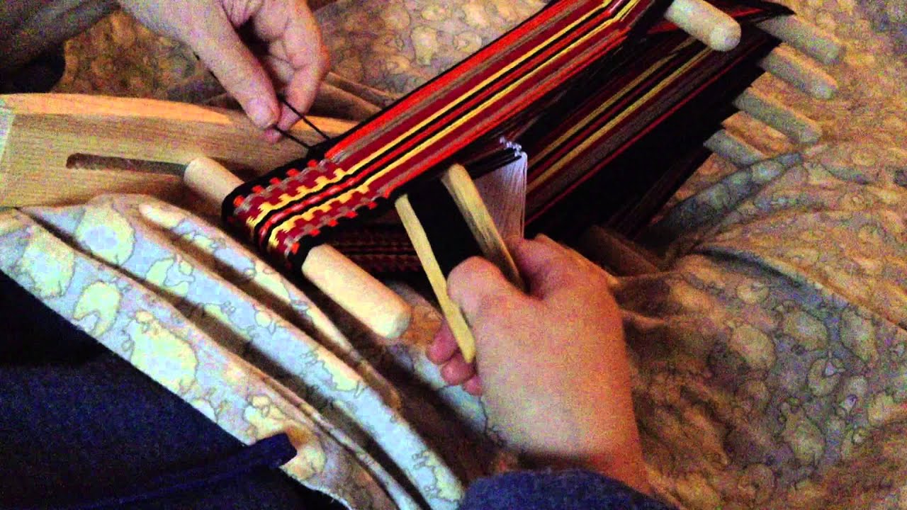 More inkle weaving! On our little inkle looms... - YouTube