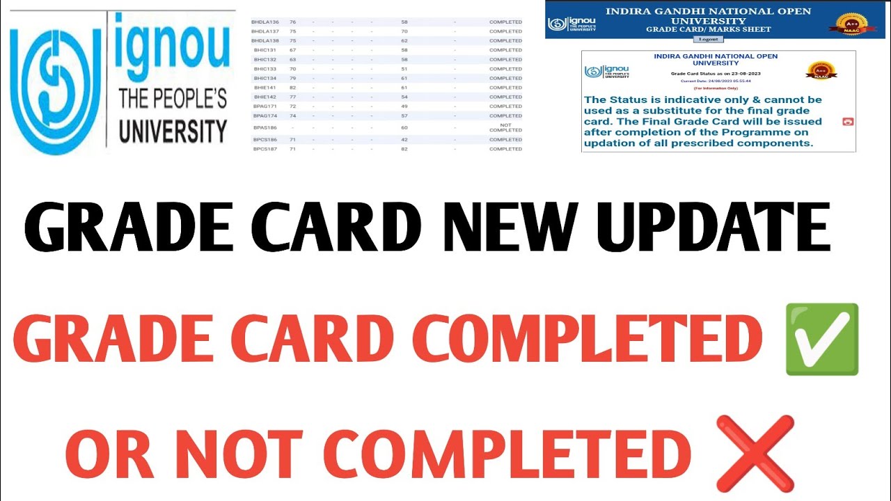 IGNOU GRADE CARD NEW UPDATE COMPLETED OR NOT COMPLETED - YouTube