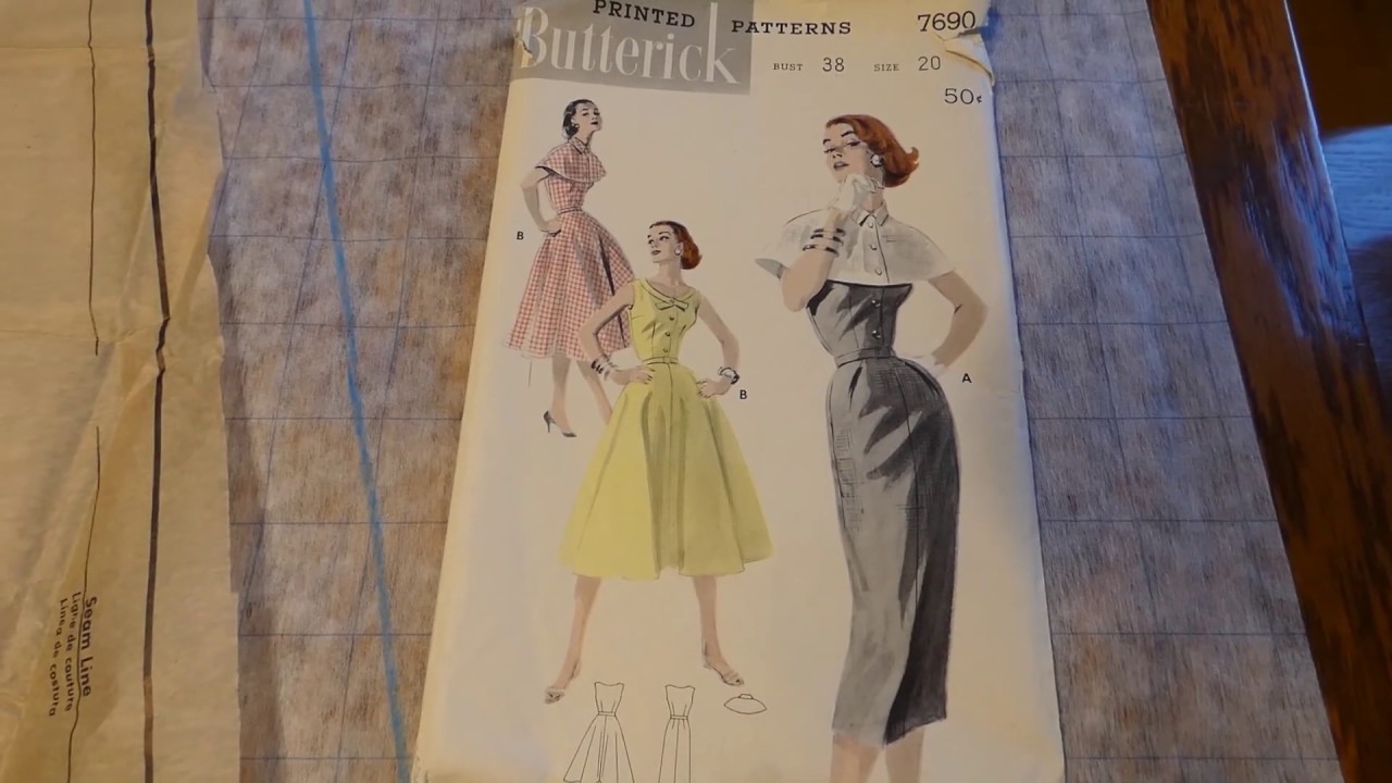 Butterick 7690 dress and caplet pattern from1956 - YouTube