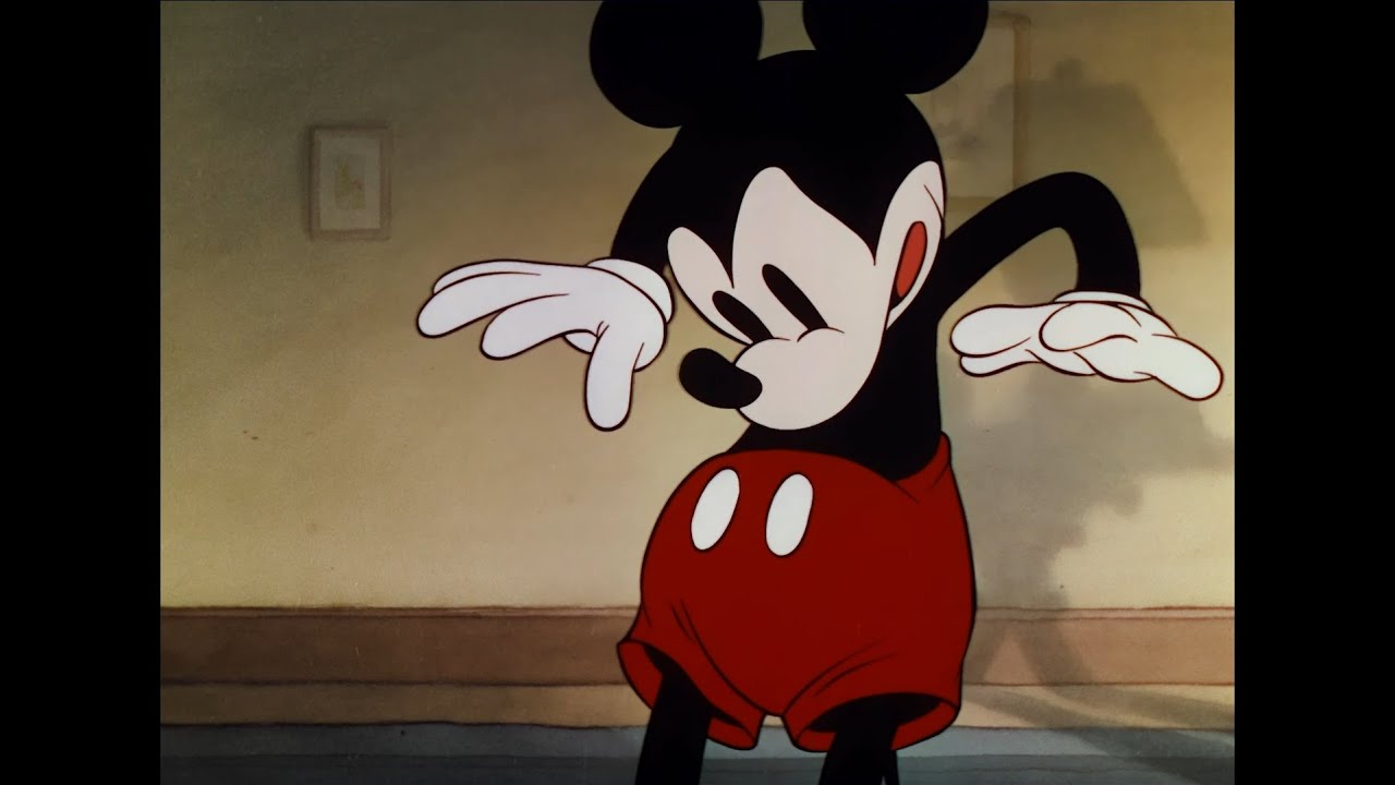 Thru The Mirror (1936) Mickey Mouse Eats A Walnut And His Belly Spins ...