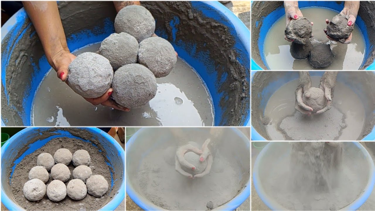 💯 Satisfaction||80+ Pure Cement Balls Non Stop Water Crumbling 💦 - YouTube