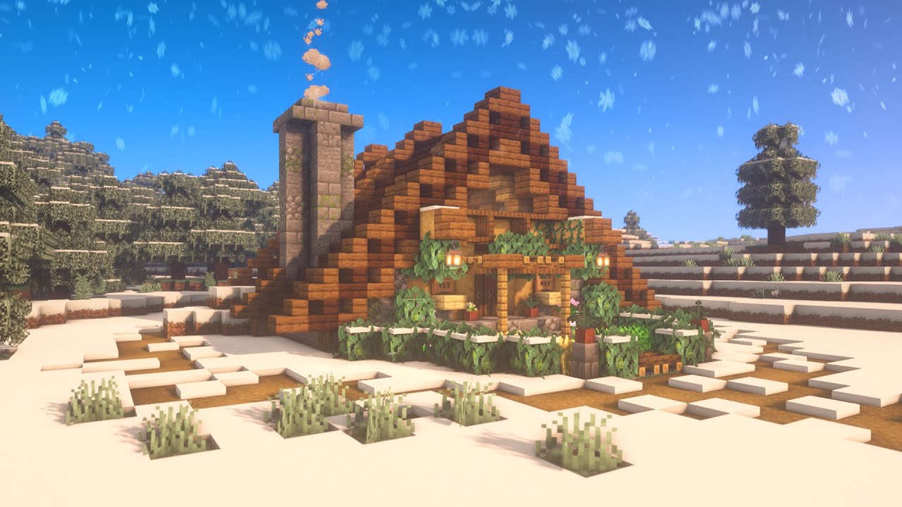 Minecraft | How To Build A Winter Cabin | Tutorial - YouTube