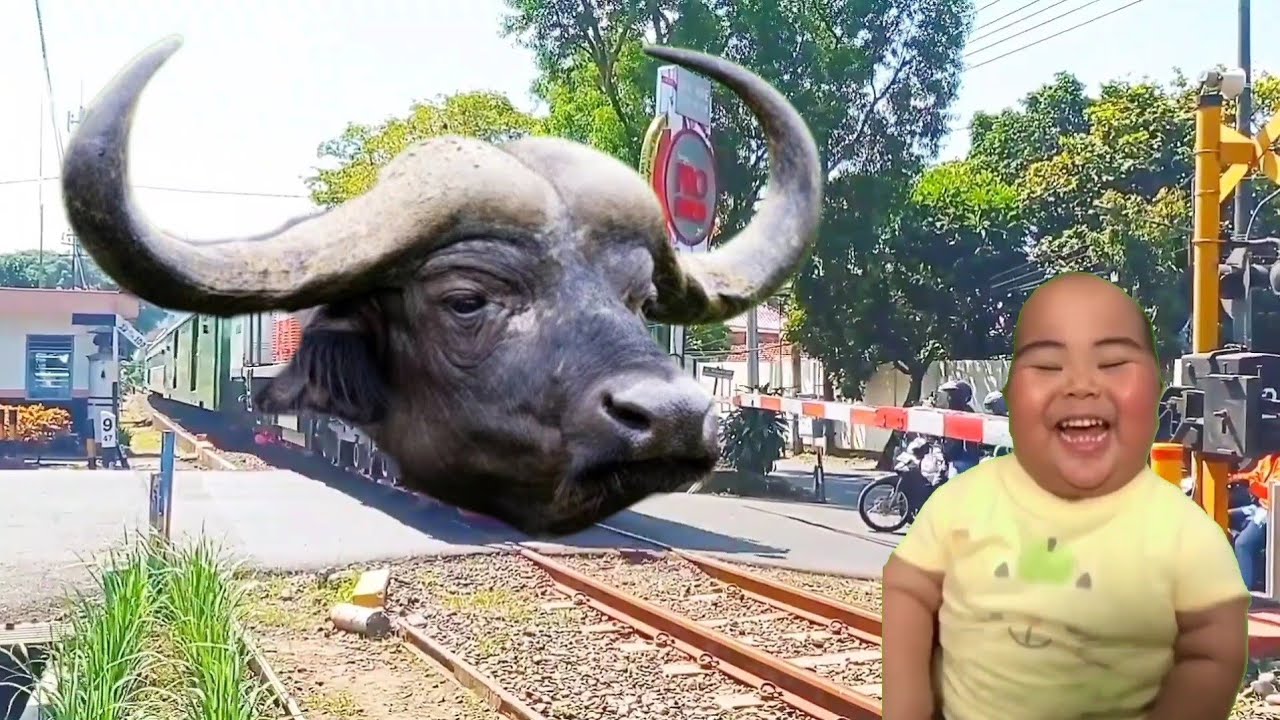 furious buffalo train passing by left peoples in shock - YouTube