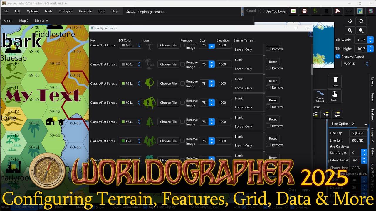 Worldographer 2025 Configuring Terrain, Features, Labels, World Data ...