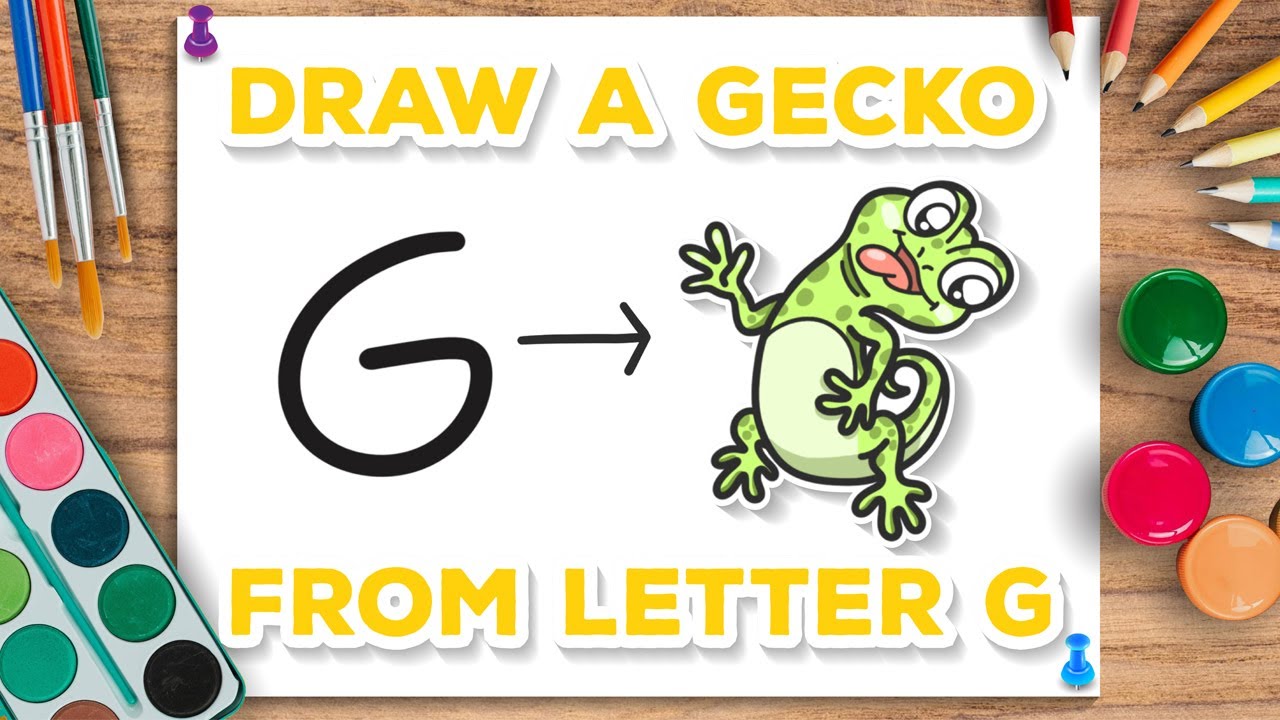 How to draw a gecko from letter G Tutorial - YouTube