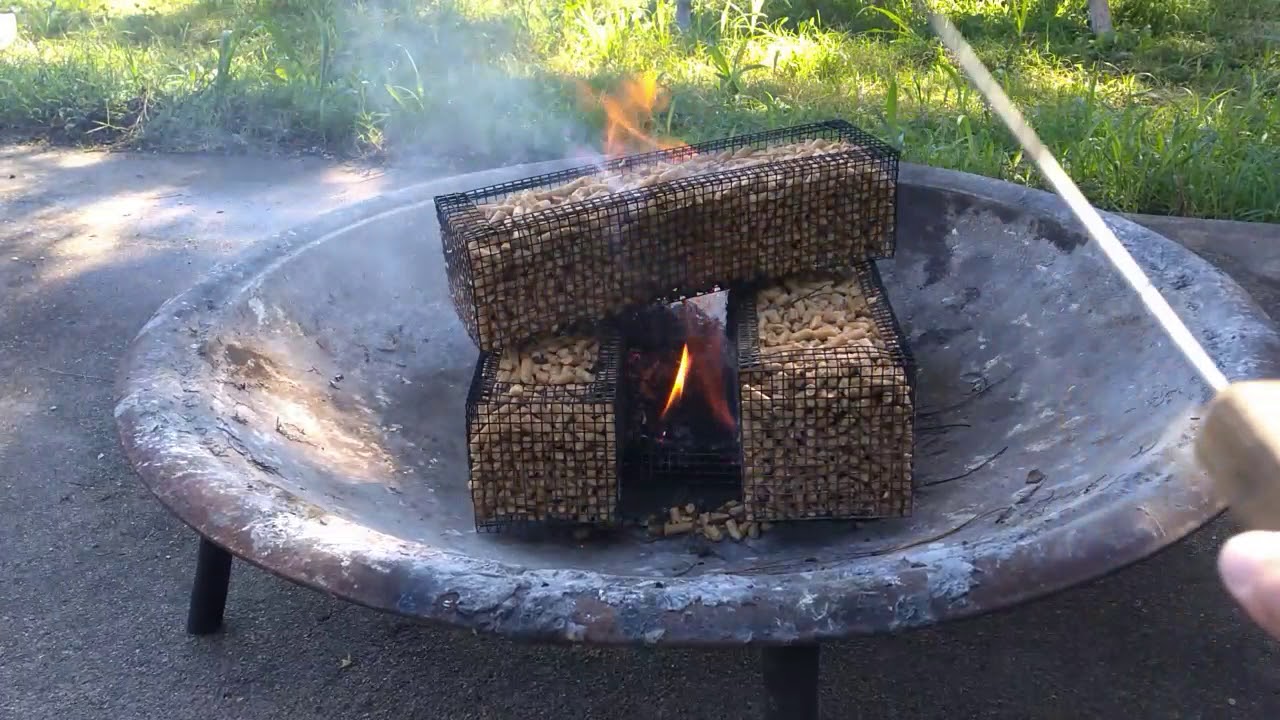 Wood pellets logs - YouTube