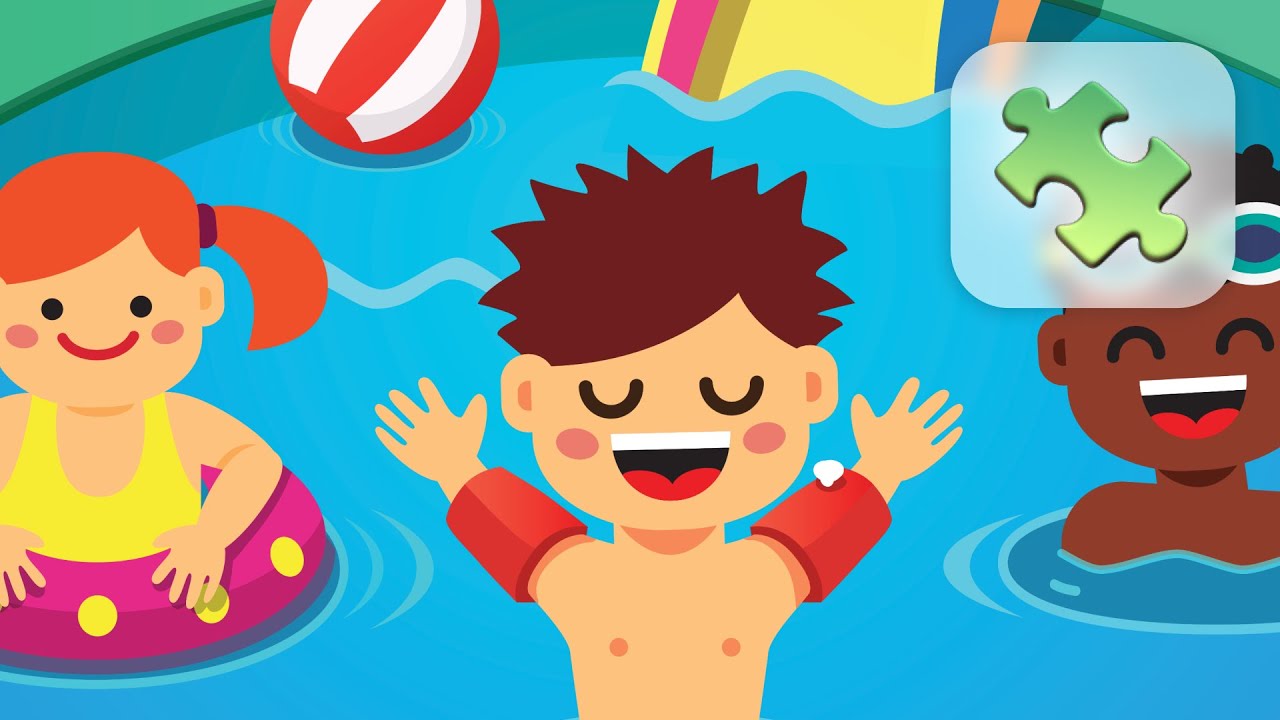Puzzle Pool 🧩⛱️🔫 Kids Swimming Compilation - YouTube