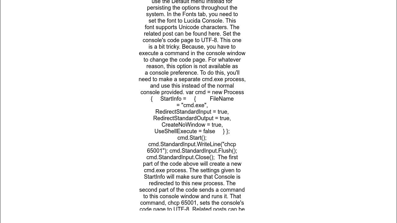 Set CNo console application to Unicode output - YouTube
