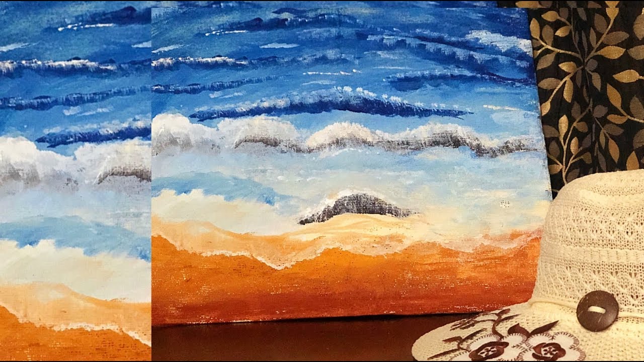 Easy Sea beach painting for beginners / Easy Beach Painting for Kids ...