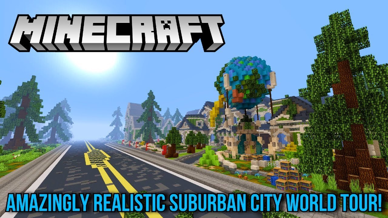 Minecraft PS4 - Amazingly Realistic Suburban City World Tour ...