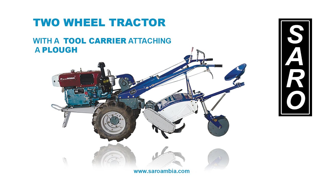 Two Wheel Tractor with Plough - YouTube