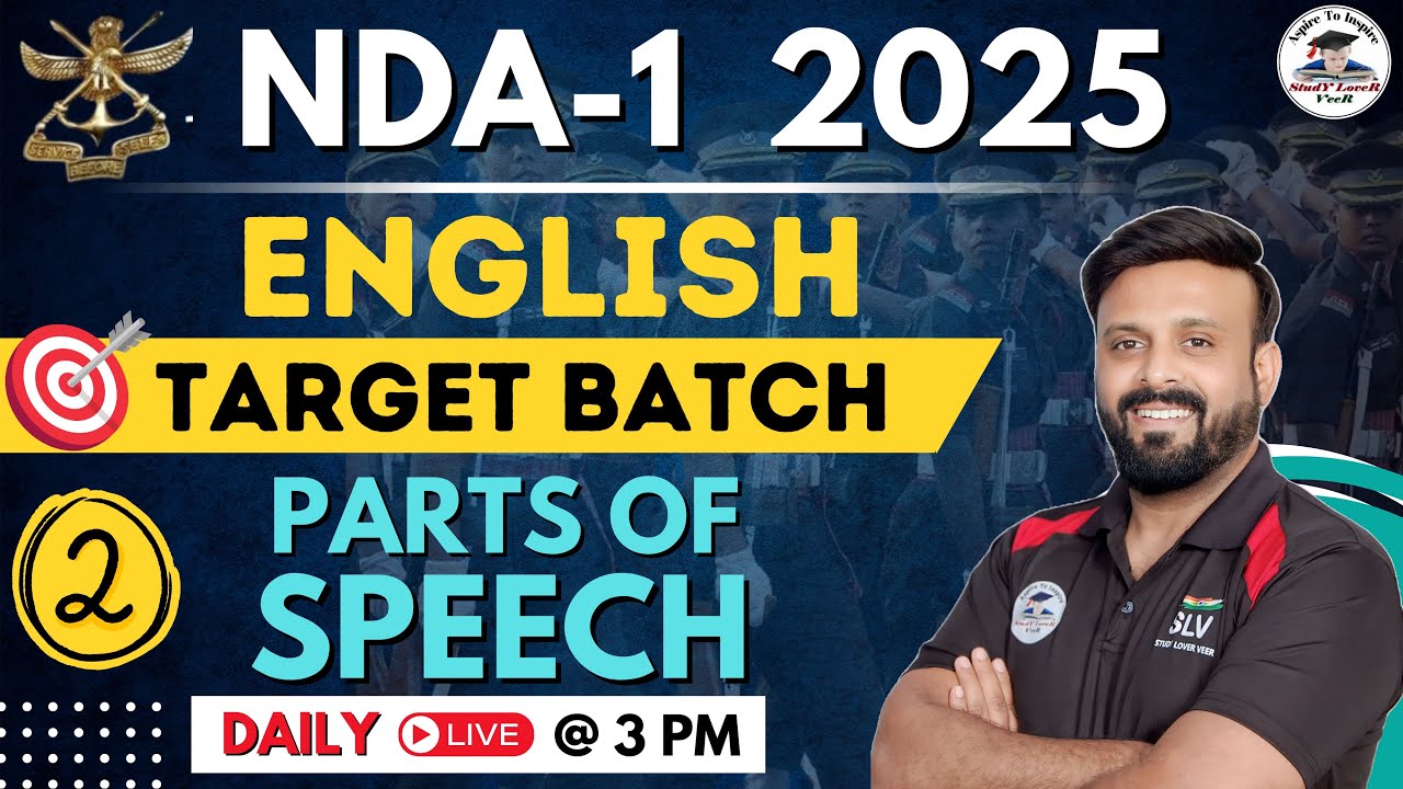 Parts Of Speech | Target Batch NDA-1 (2025) | ENGLISH | Free SLV Batch ...