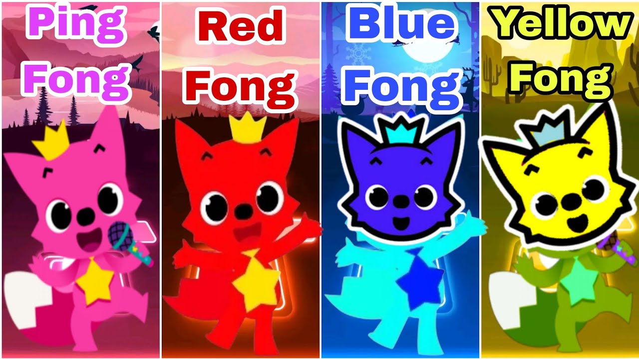 Pink Fong - Red Fong - Blue Fong - yellow Fong!!!Tiles hop EDM Rush ...