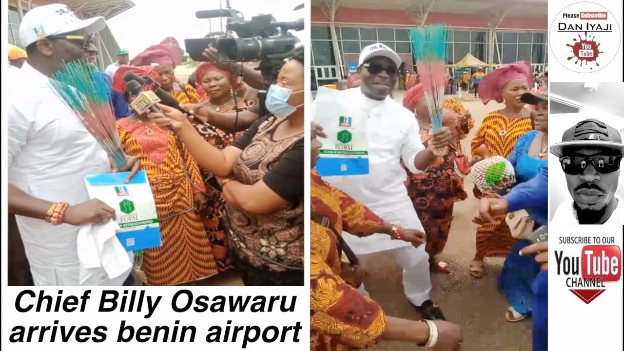 Billy Osawaru arrives Benin airport - YouTube