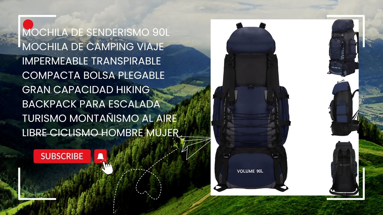 Mochila de Senderismo 90L Mochila de Camping Viaje Impermeable. - YouTube